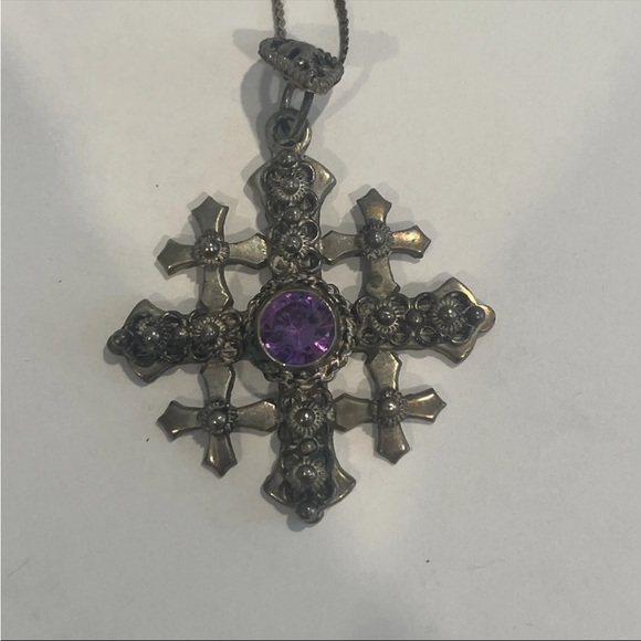 Jewelry | Antique Silver Jerusalem Holy Land Filigree Cross Amethyst ...